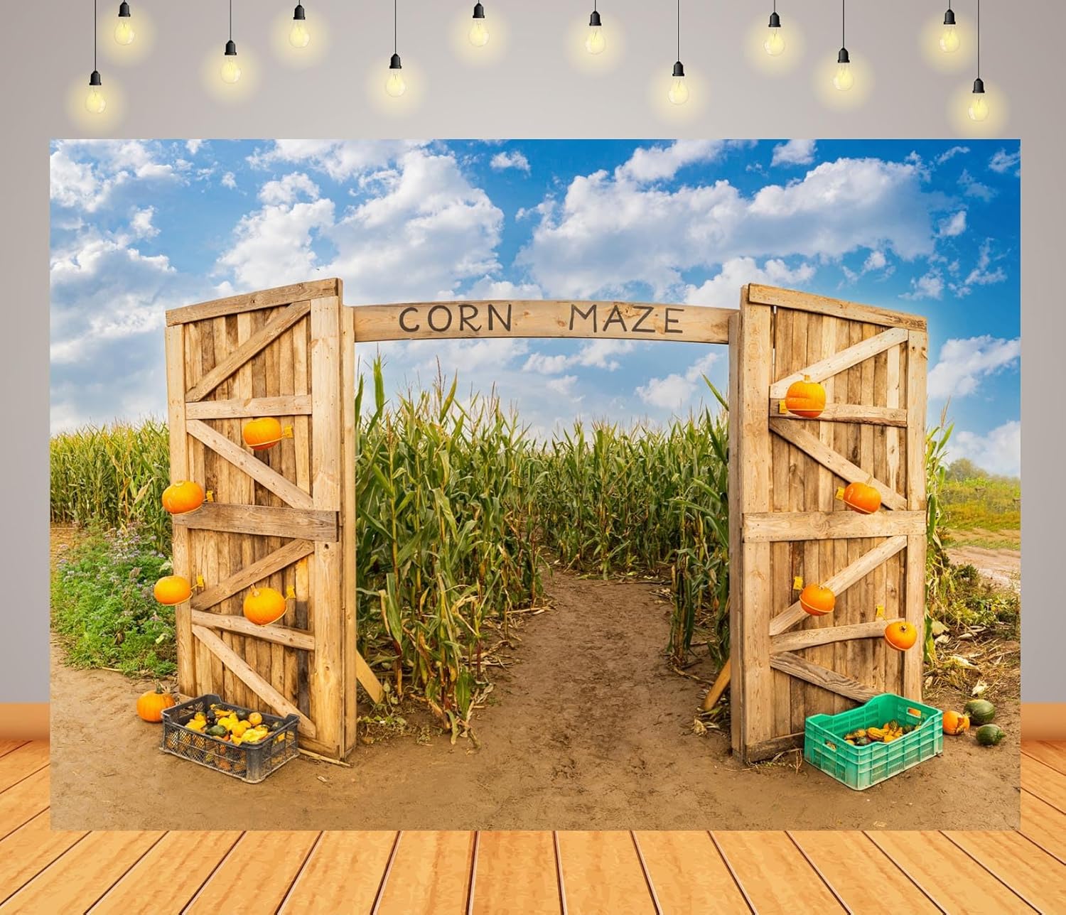 Amazon.com : BELECO 7x5ft Fabric Corn Maze Backdrop Cornfield Green ...