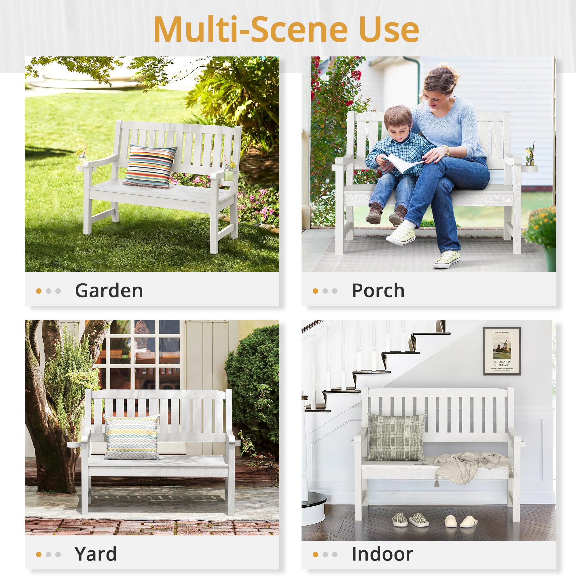 Snapklik.com : LUE BONA Outdoor Bench, 2-Person HDPS Garden Bench ...