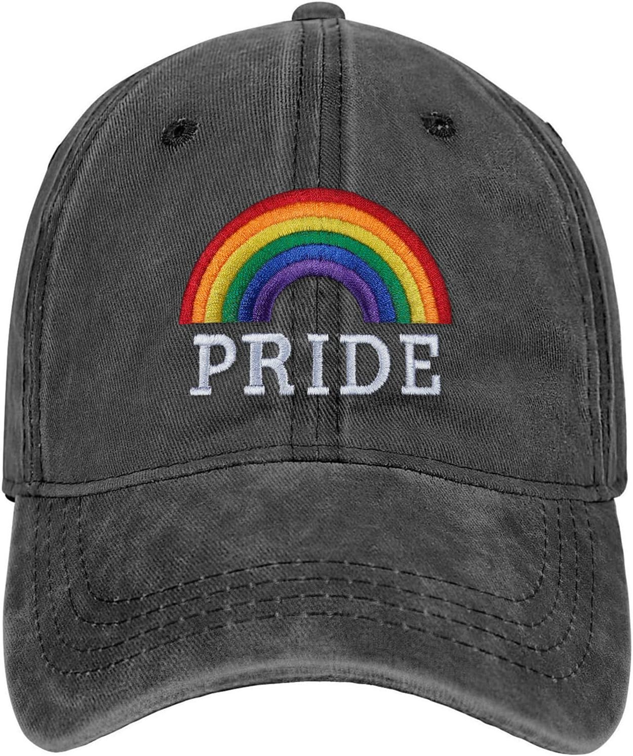 Pride Hat LGBT Baseball Cap Embroidered Rainbow Hat Black Denim Trucker ...