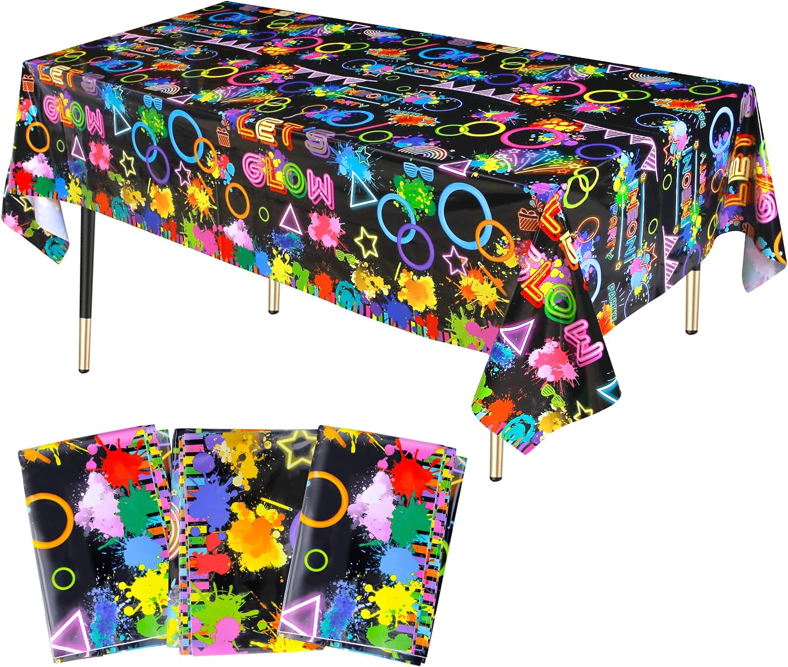 Amazon.com: Glow Party Table Covers Neon Table Cloths for Parties ...