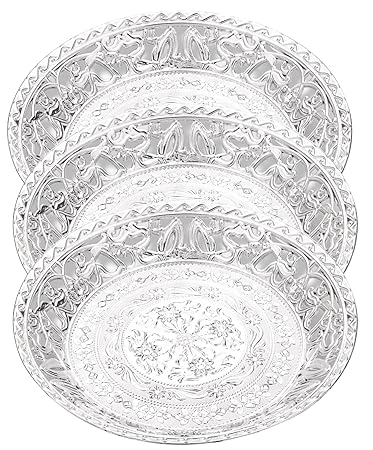 Madhuli Traditional Design Round Plastic Silver Finish Serving Tray ...