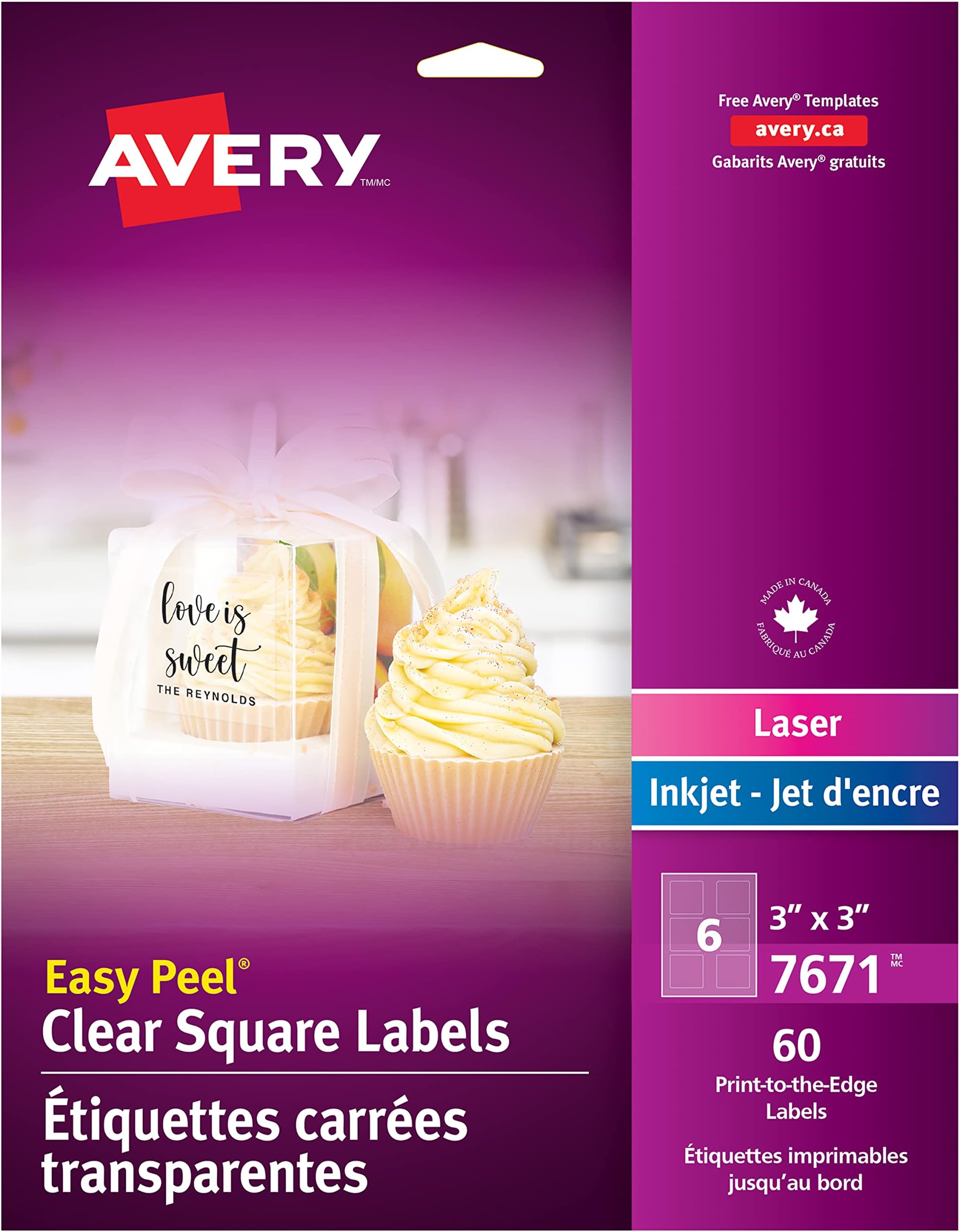 Avery Clear Square Labels, 3” x 3” Clear Mailing Labels, for Laser ...