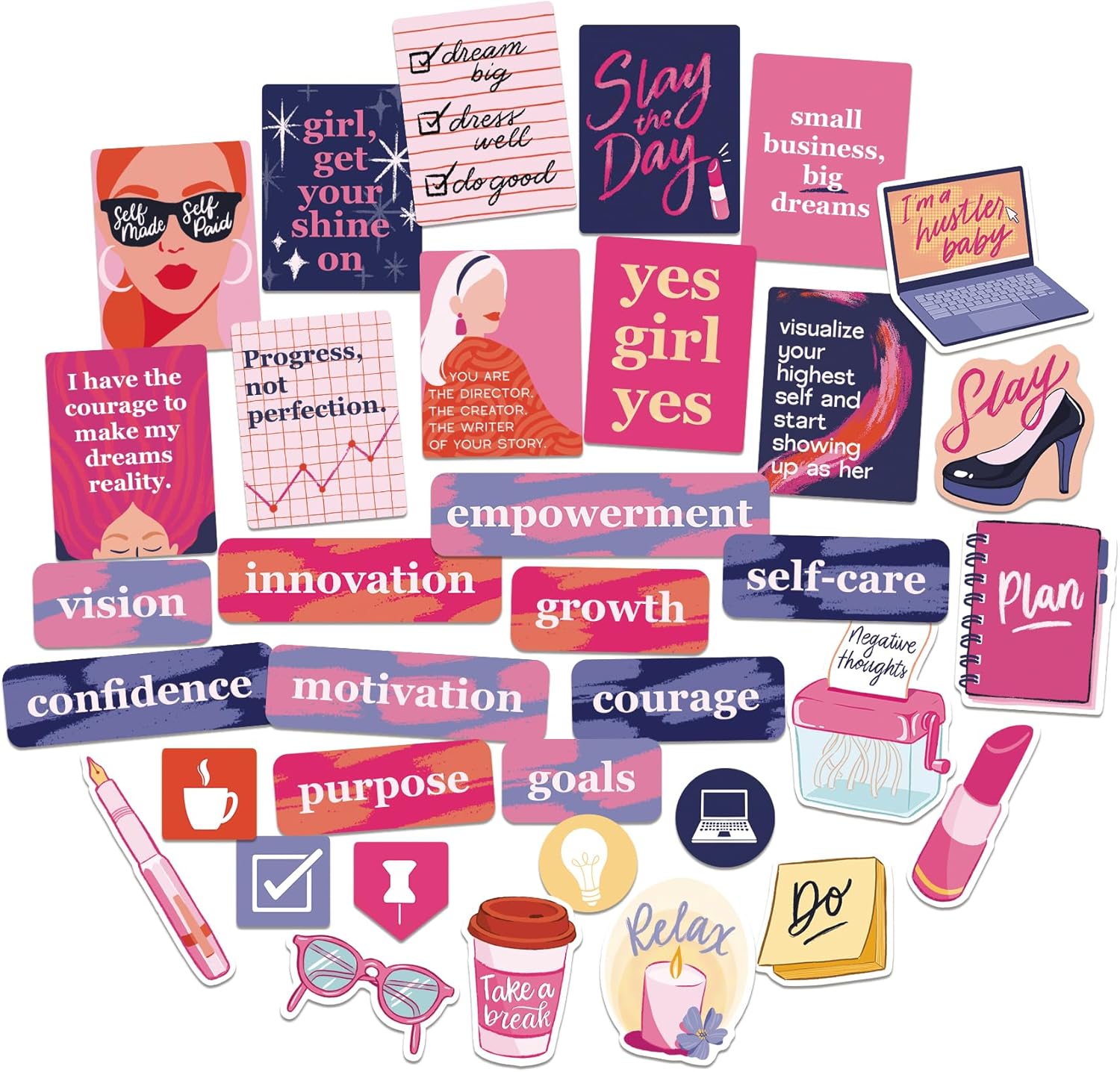 Amazon.com: Navy Peony Boss Lady Entrepreneur Vision Board Stickers ...