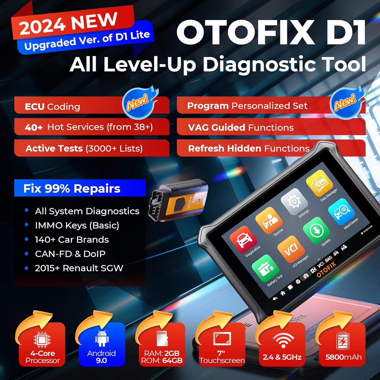 OTOFIX Scanner D1 with Smart Watch:Bi-Directional Kosovo | Ubuy