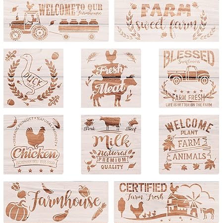 Amazon.com : 10 Pieces Farmhouse Stencils Farm Reusable Stencils Farm ...