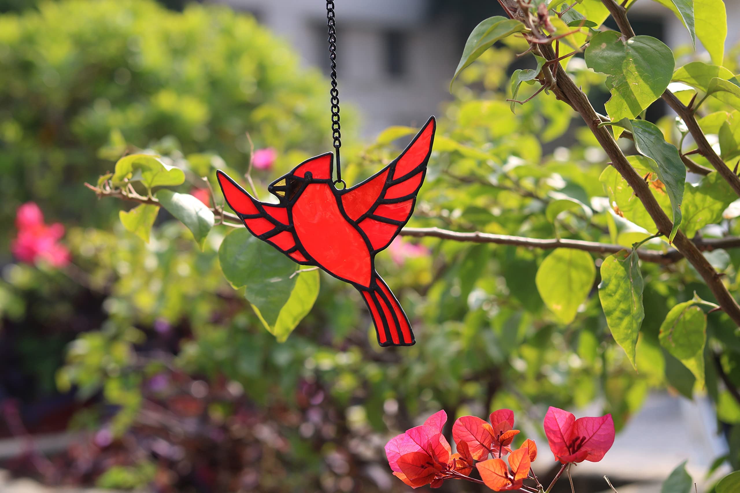 Snapklik.com : Red Cardinal Stained Glass Window Hanging,Cardinal ...