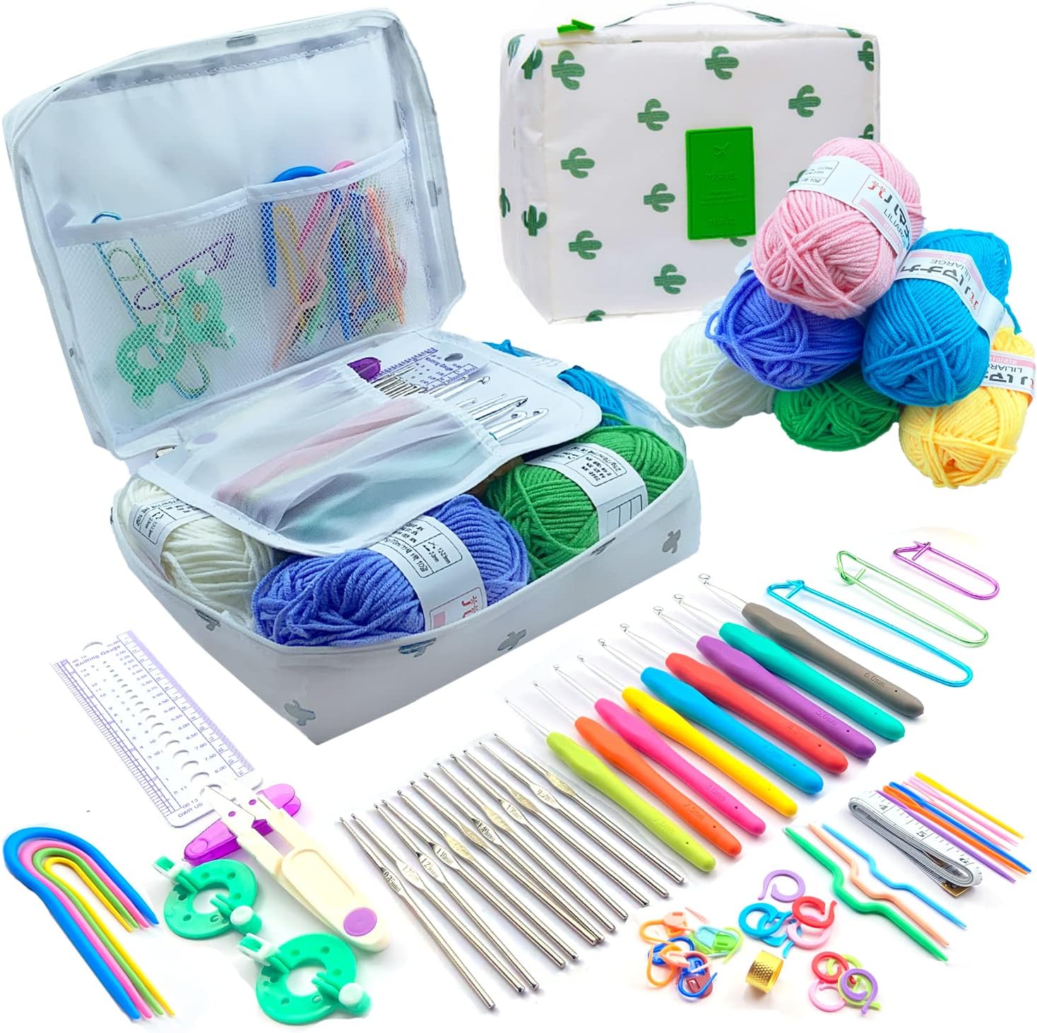Amazon.com: Crochet Kit for Beginner 69pcs Crochet Hooks Set with ...