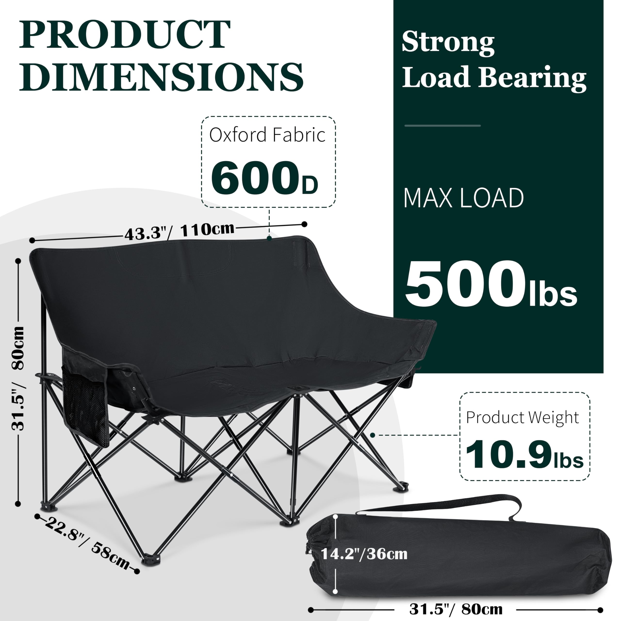 Snapklik.com : Leonyo Double Camping Chair, Loveseat Camping Chair ...