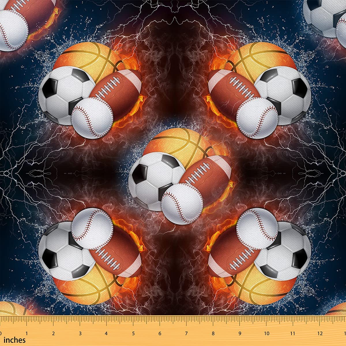 Amazon.com: Soccer Upholstery Fabric by The Yard, Ice Fire Basketball ...