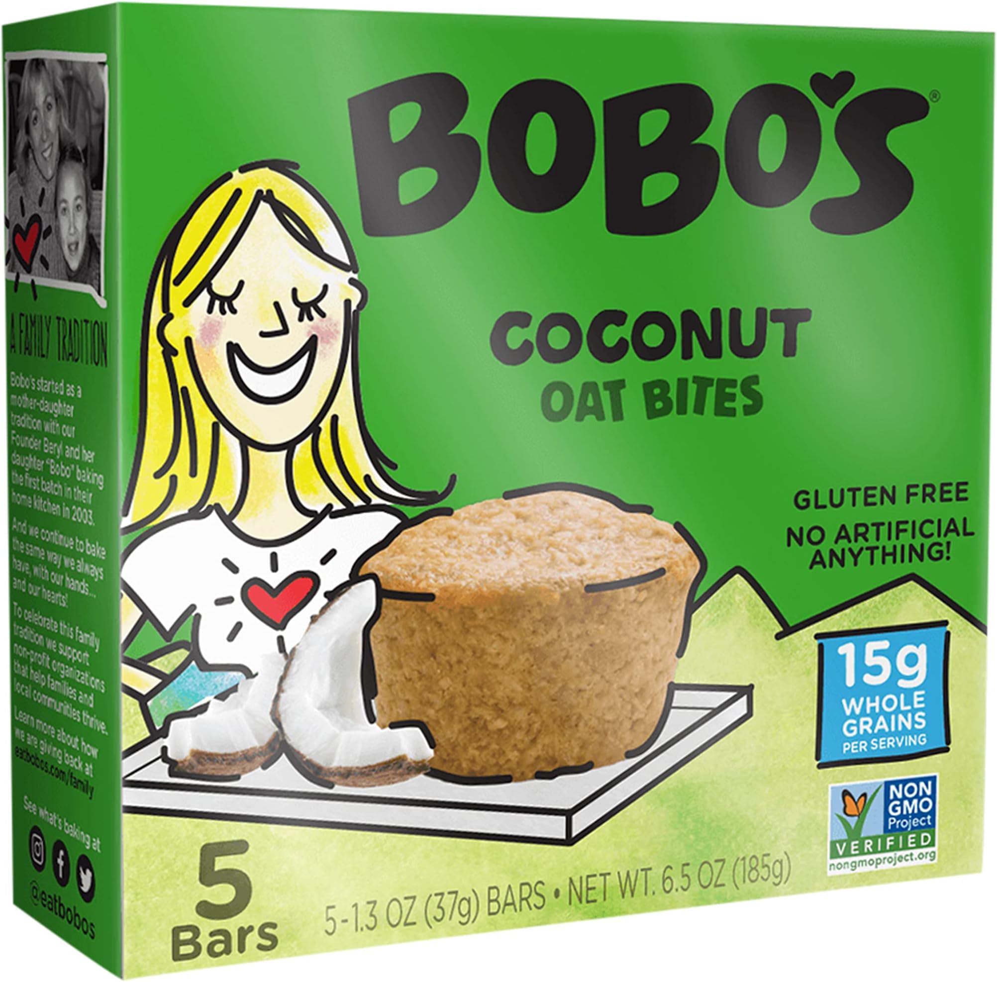 Amazon.com: Bobo's Oat Bites, Coconut, 1.3 Ounce - 5 Count (Pack of 1 ...