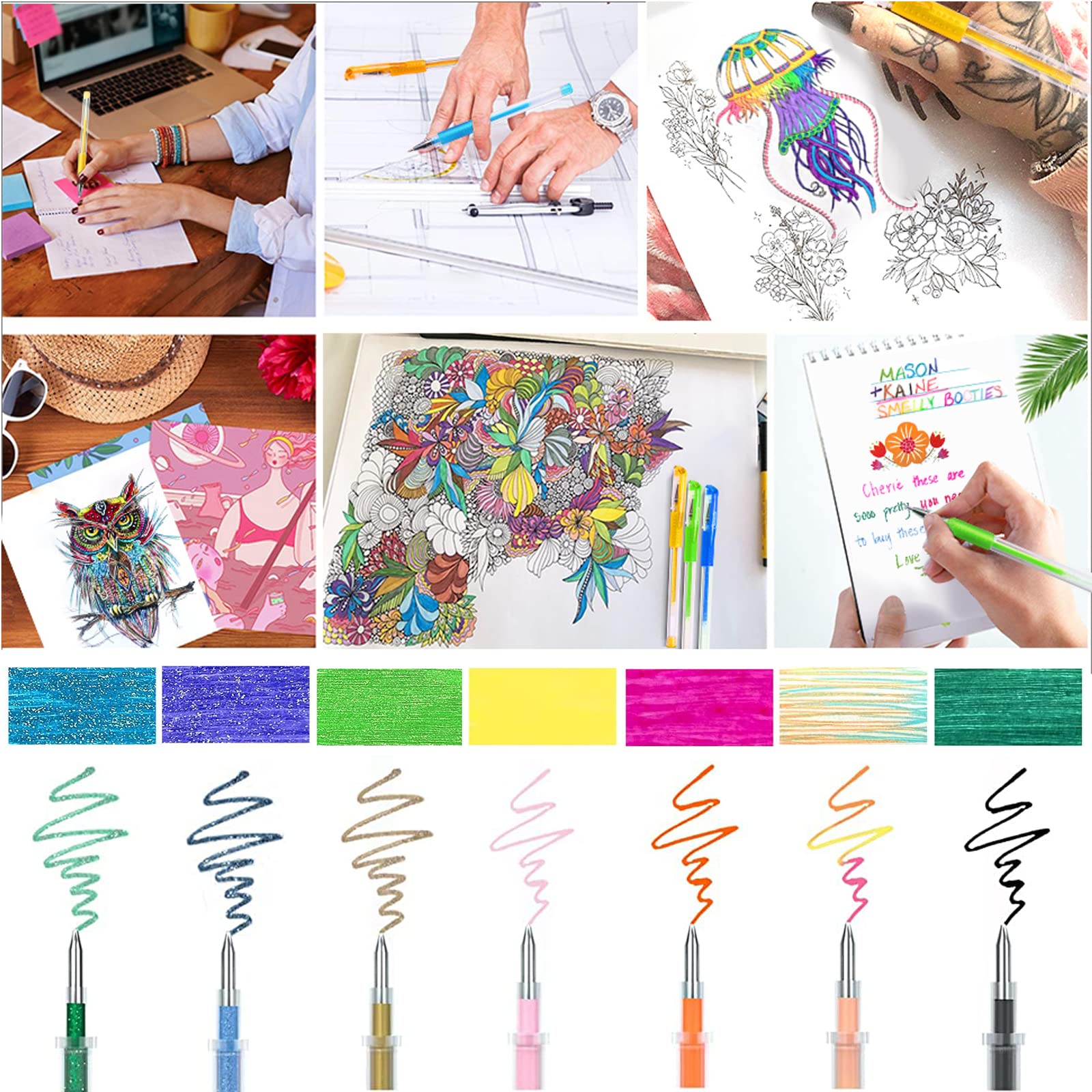 Snapklik.com : 160 Pack Gel Pen Refills,Glitter Metallic Pastel ...