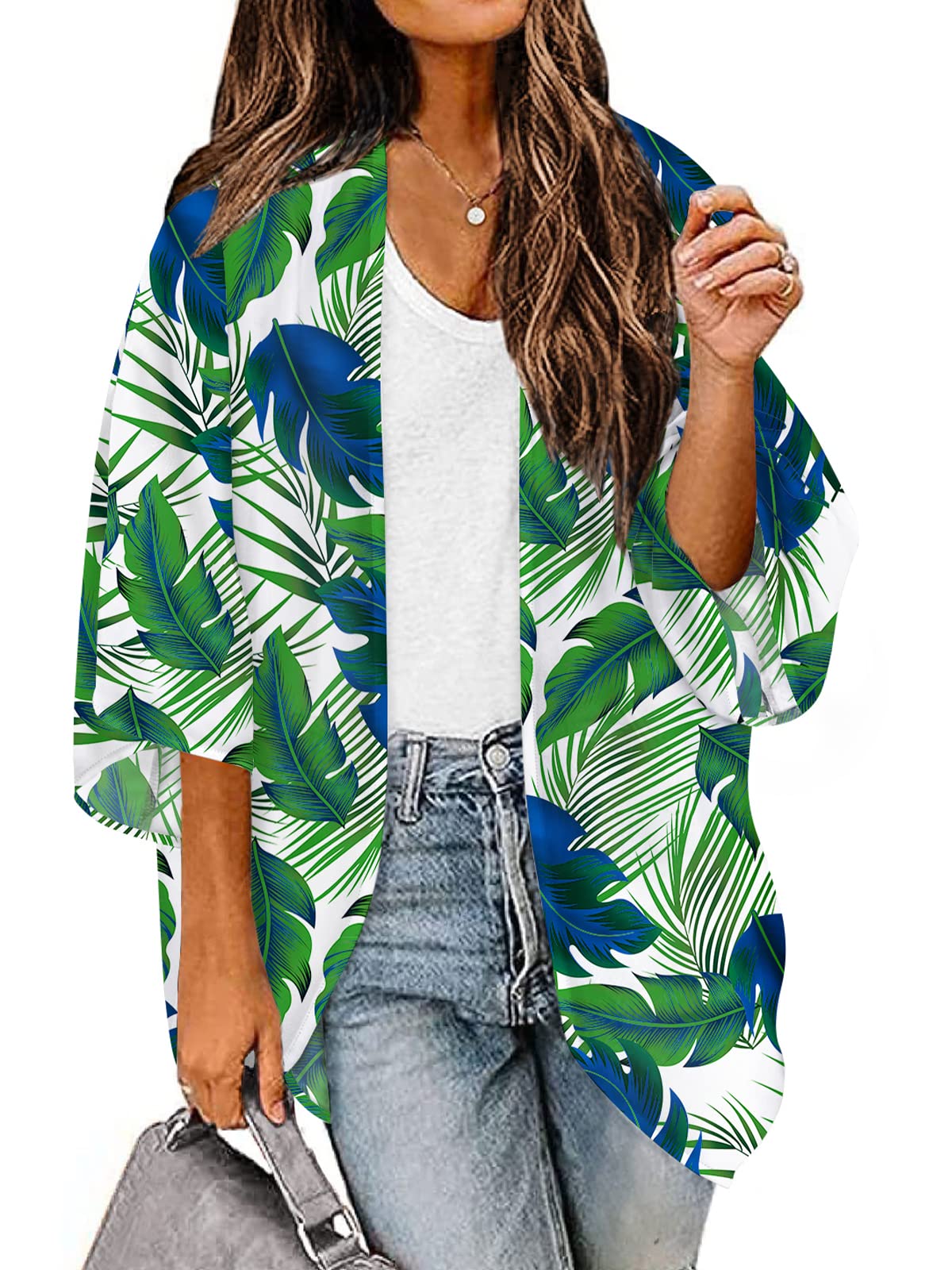 BB&KK Women's Kimono Cover Ups Tops Lightweight Summer Cardigans (White ...