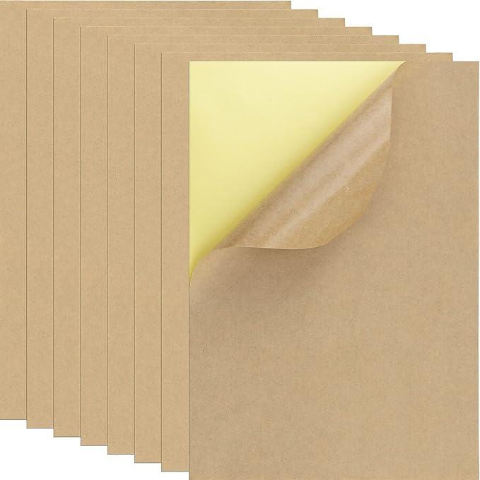 Amazon.com : 50 Sheets Kraft Sticker Paper Labels for Packages Self ...