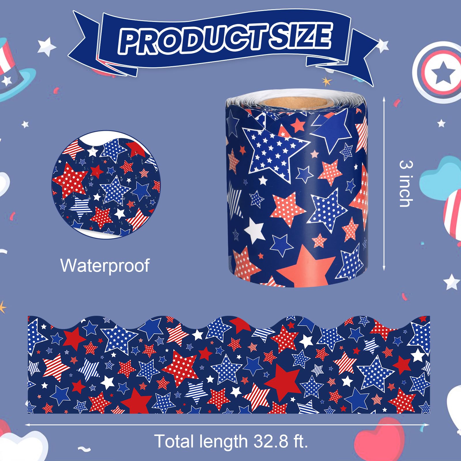 Snapklik.com : 32.8 Feet Patriotic Bulletin Board Borders, 4th Of July ...