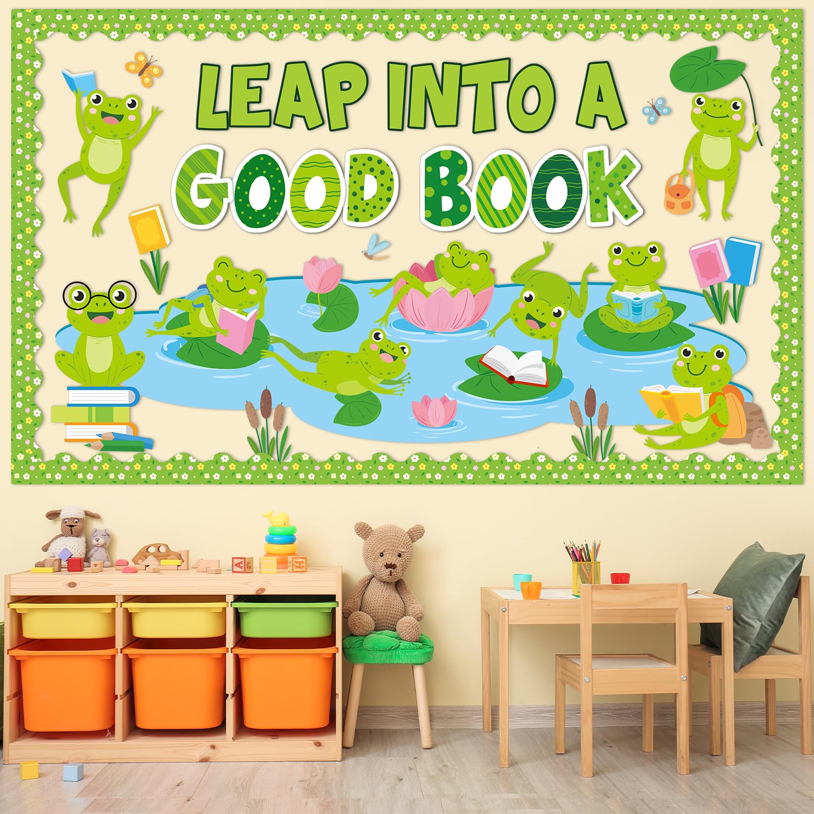 Snapklik.com : Gisgfim Frog Reading Bulletin Board Decorations Set ...