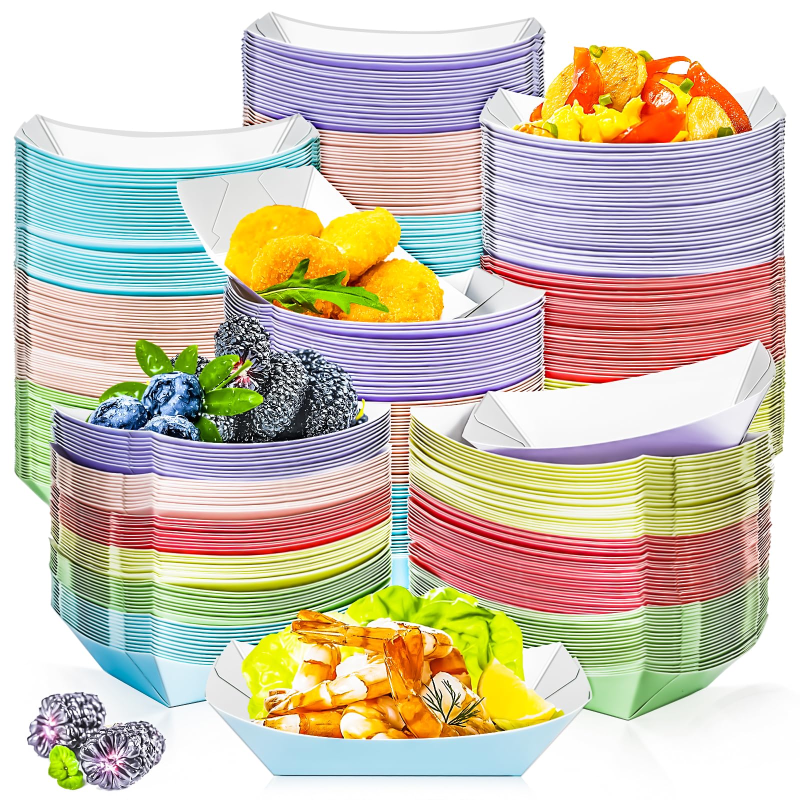 Paper Food Boats MotBach 180 Pack Colorful 1/2Lb Paper Food Boat Trays ...
