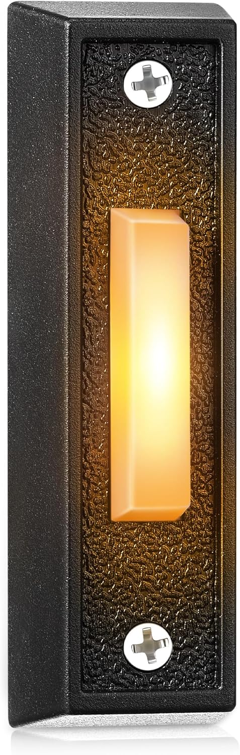 Lighted Doorbell Button, Wired Door Bell Push Buttons LED Door Chime ...