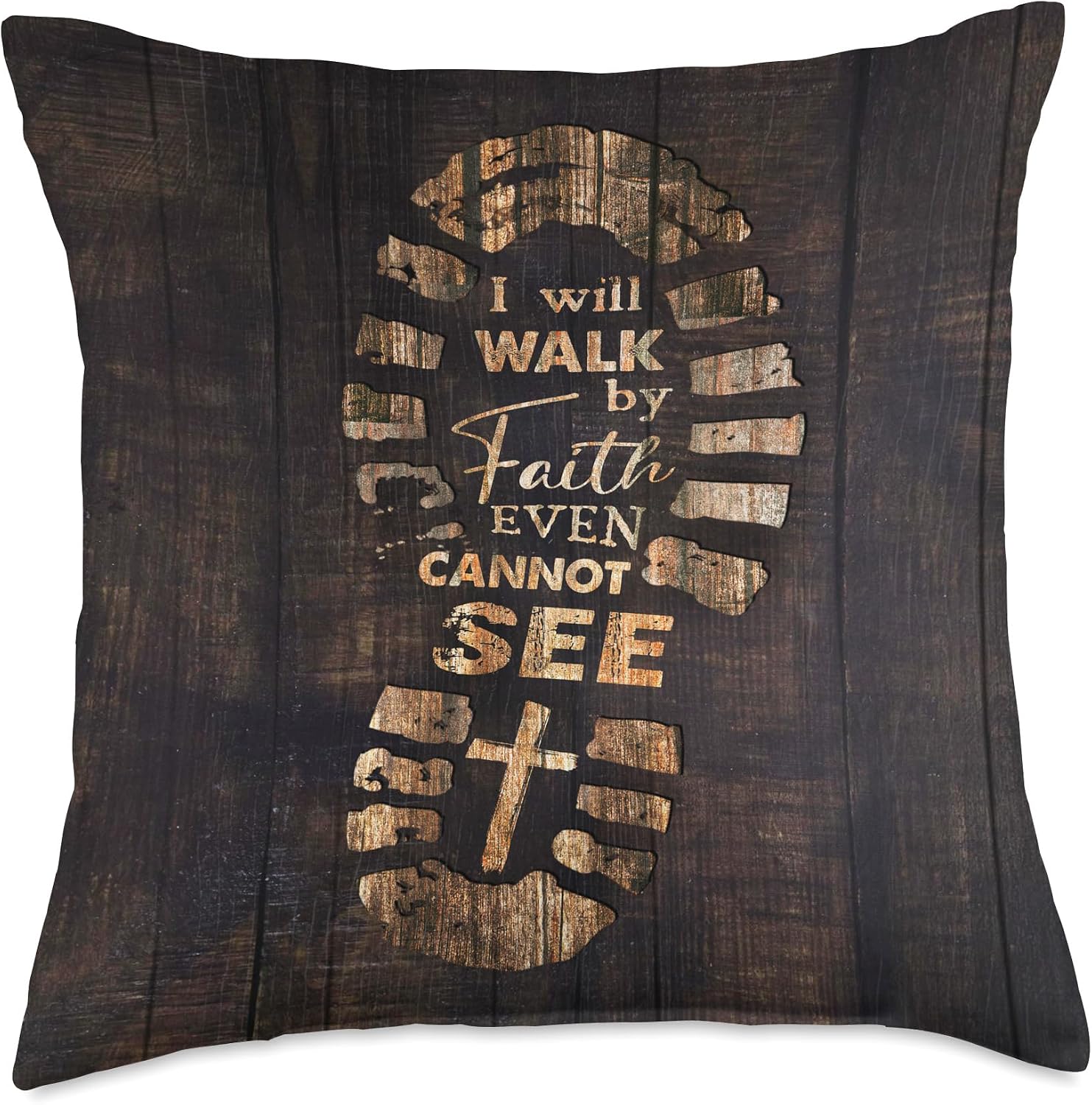 Amazon.com: Big Footprint Cross Symbol I Will Walk By Faith Even Cannot ...