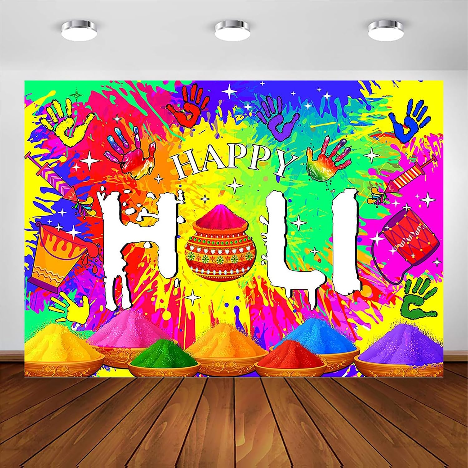 Amazon.com : Avezano Happy Holi Party Backdrop Indian Colorful Graffiti ...