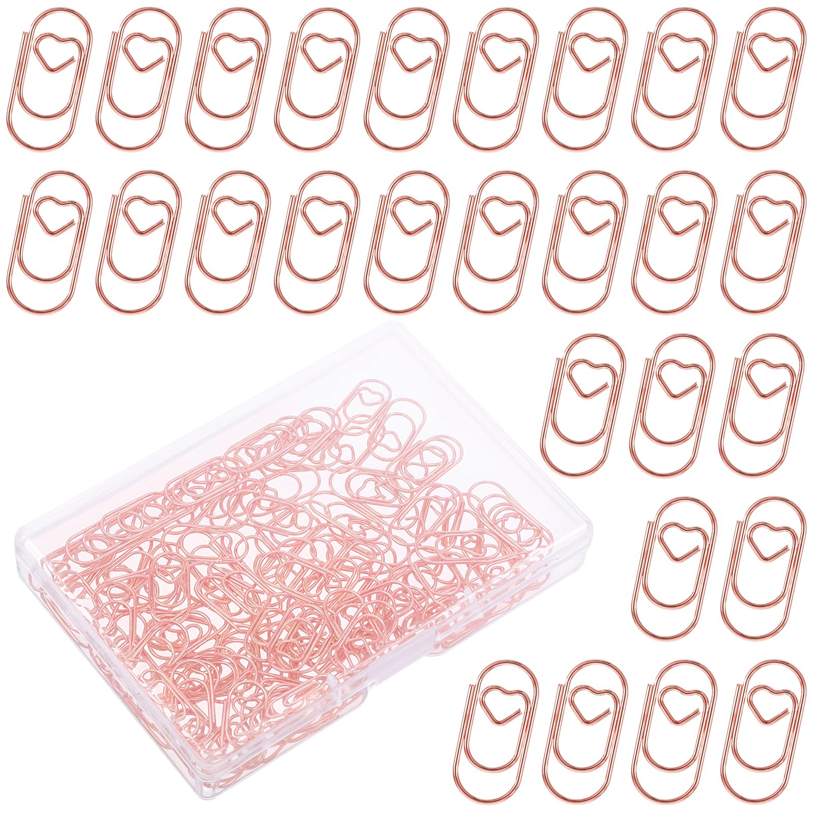 Amazon.com : 100 Pcs Rose Gold Heart Shaped Paper Clips, 0.78inch Cute ...