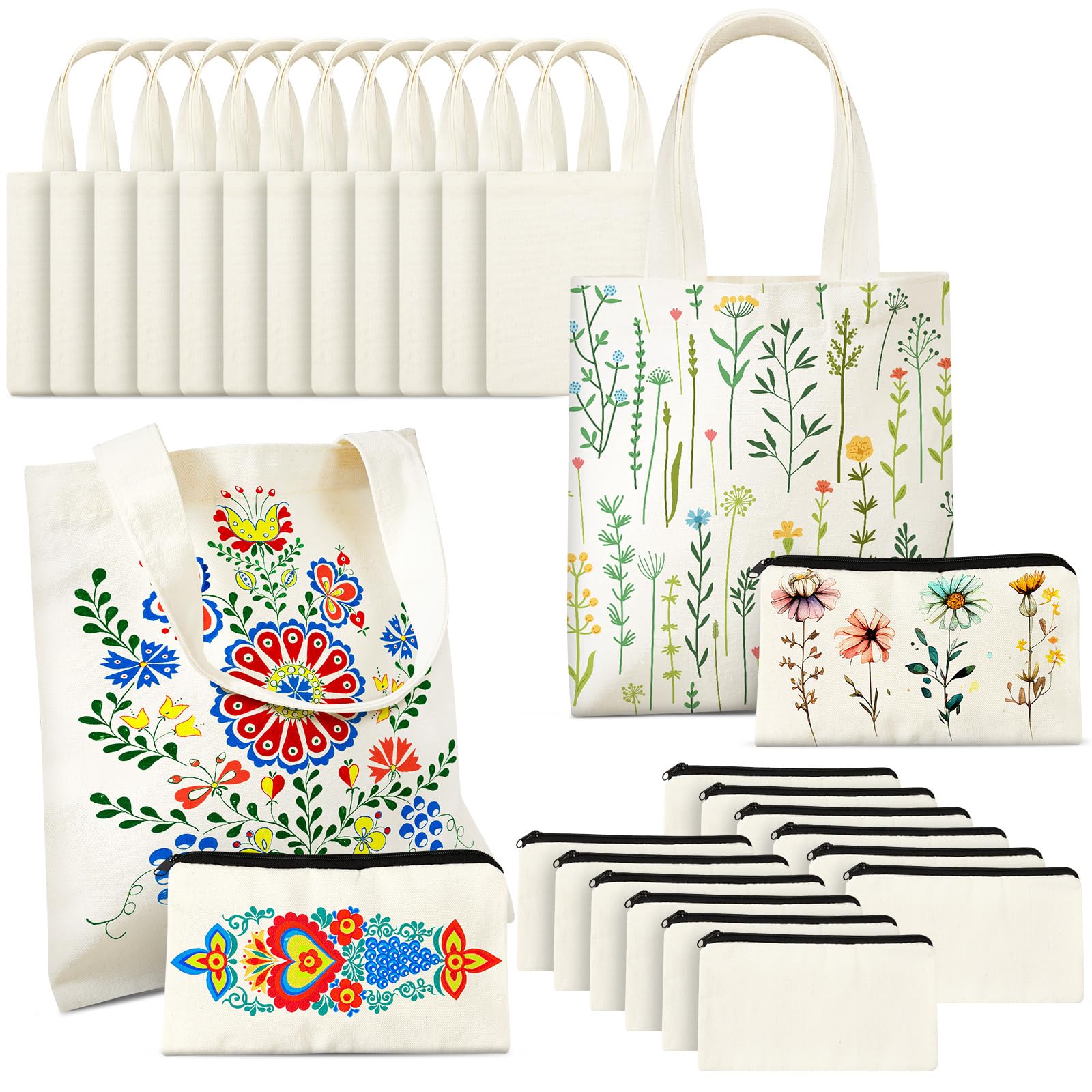 Amylove 24 Pcs Mini Sublimation Tote Bags Blanks Set Include Canvas ...