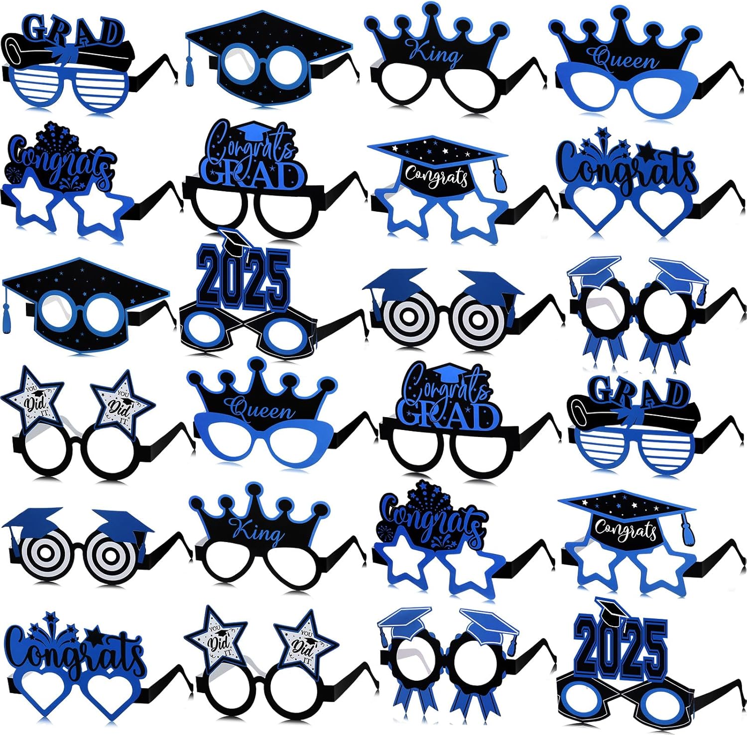 Amazon.com: Sabary 24 Pcs 2025 Graduation Prom Glasses Photo Booth ...