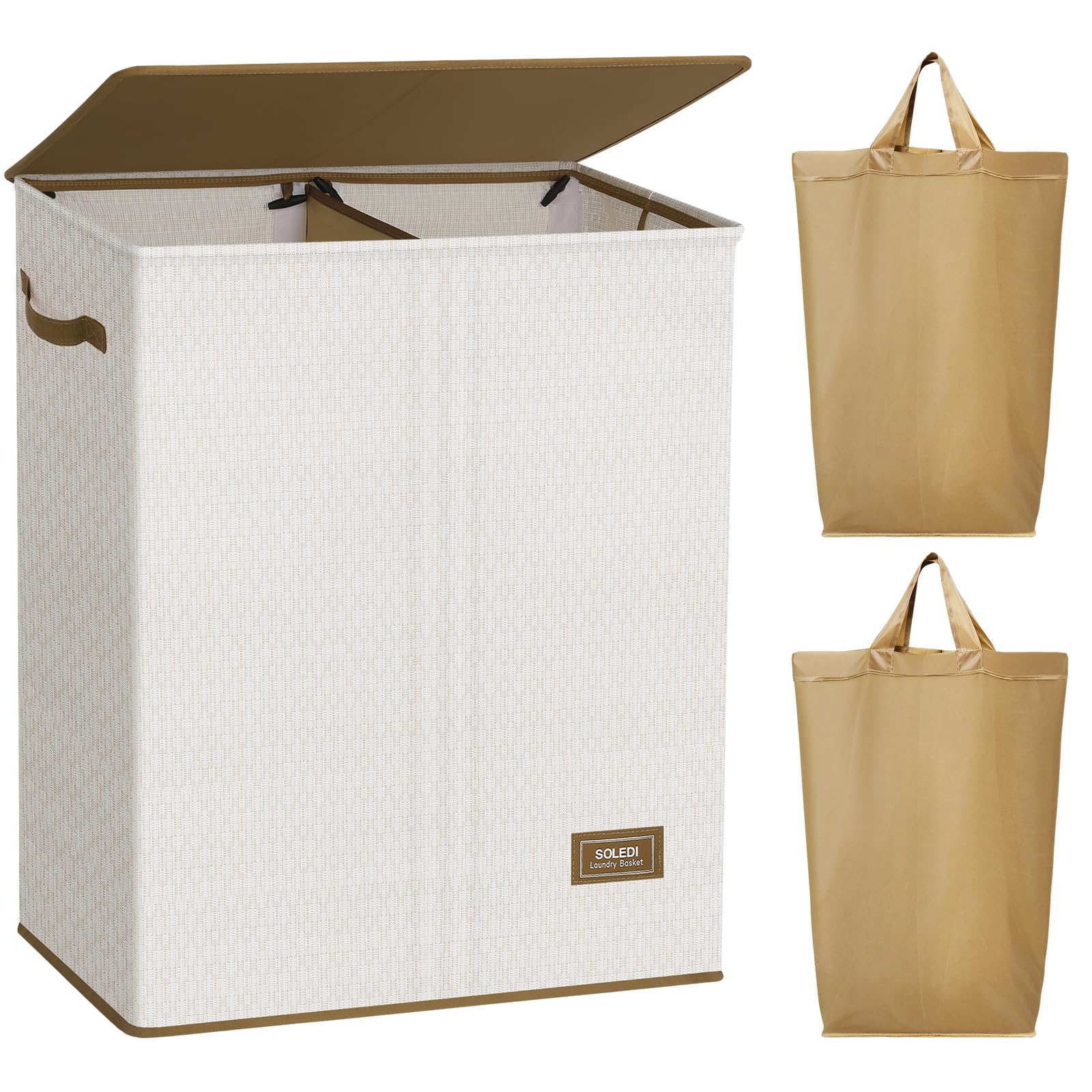 Amazon.com: SOLEDI Double Laundry Hamper with Lid 34 Gal (130L) Water ...