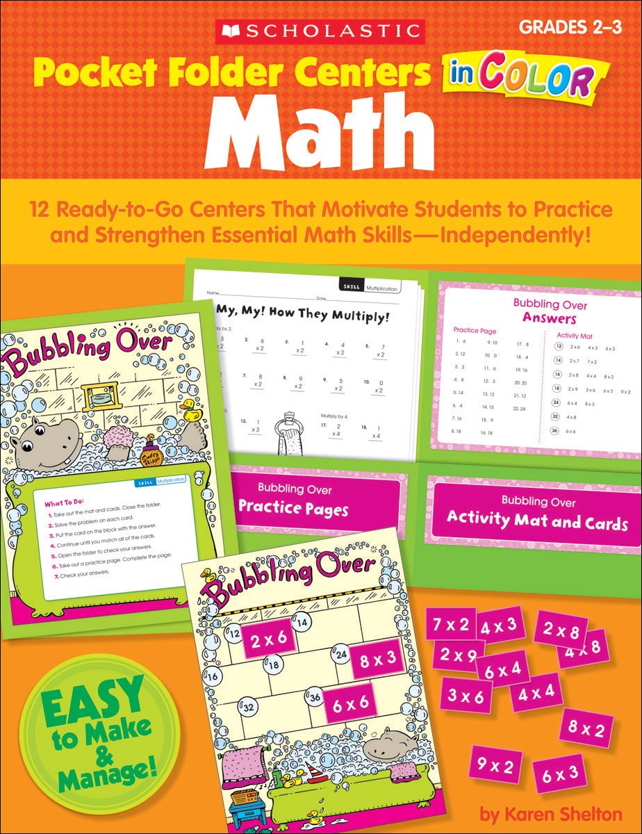 Pocket-Folder Centers in Color: Math, Grades 2-3: 12 Ready-To-Go ...