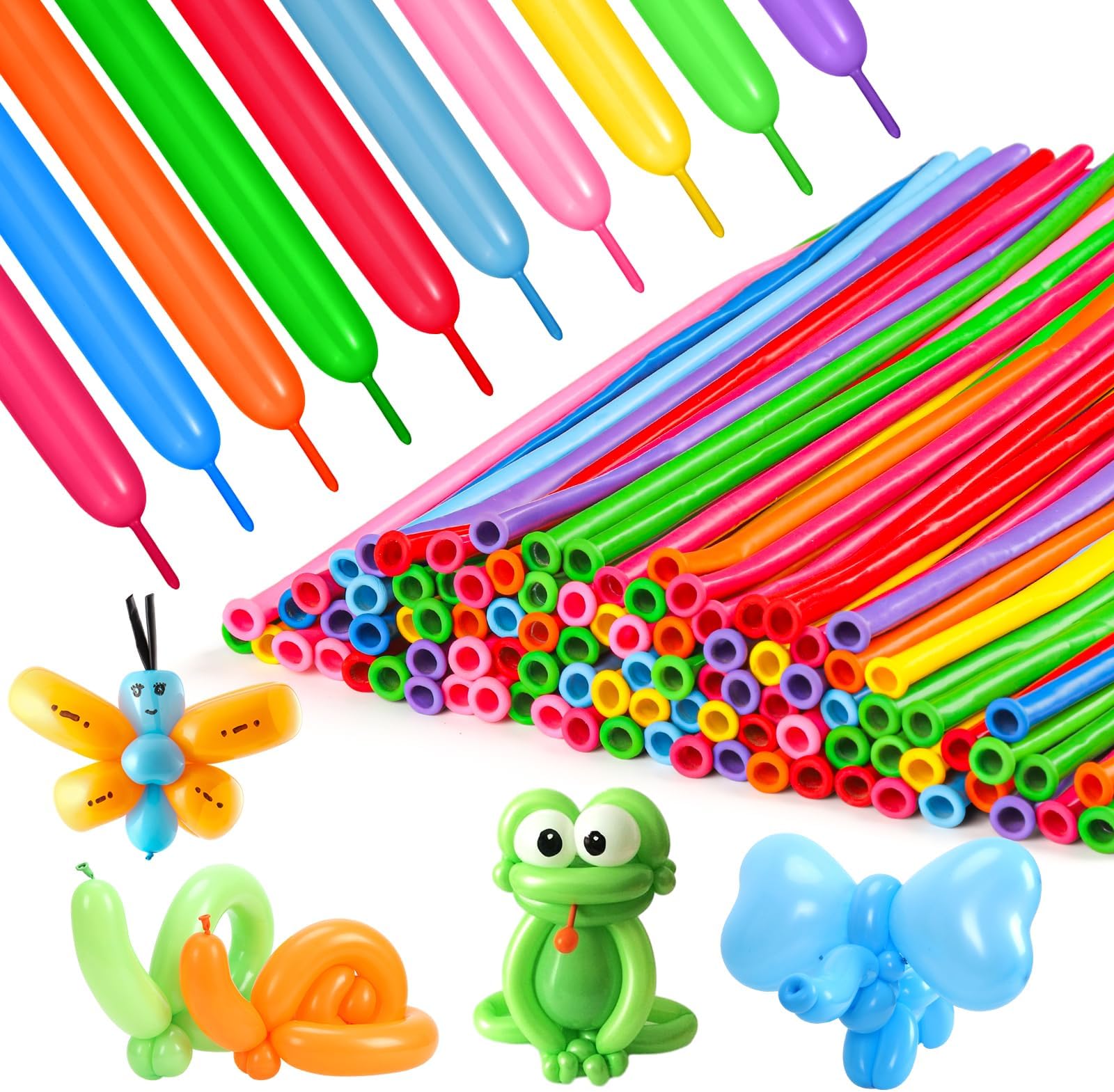 Kipommic 260 Long Balloons 100Pcs Twisting Balloons 10 Assorted Colors ...