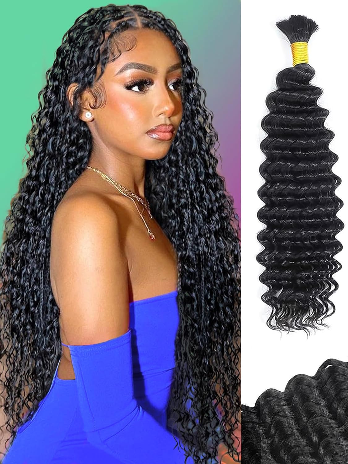 Amazon.com: Deep Wave Bulk Human Hair for Braiding Human Braiding Hair ...