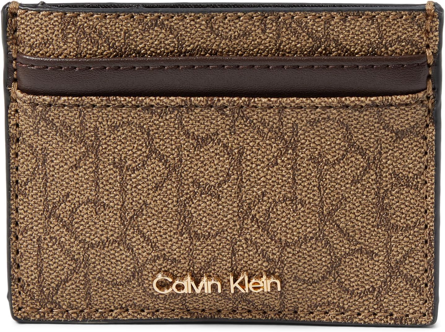 Amazon.com: Calvin Klein Key Item Signature Card Case Khaki/Brown/Java ...