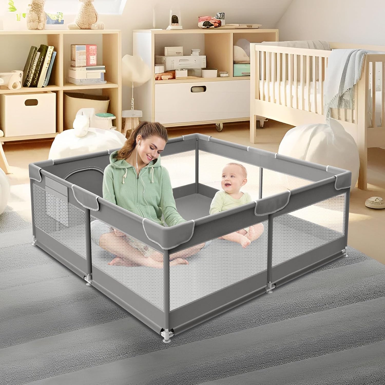XVISHX Corralito para bebés de 50 x 50 pulgadas, corralito para bebés y ...