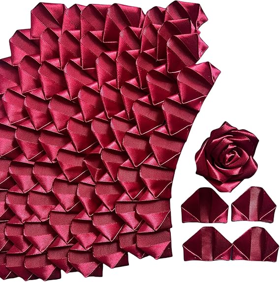 Amazon.com: LatinaFlorista 300Pcs Premade Satin Ribbon Rose Petals Half ...