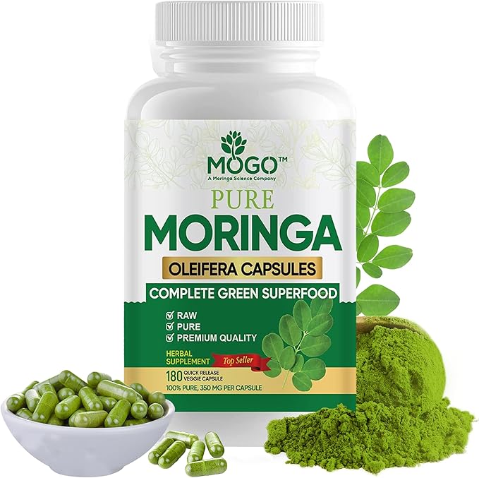 Amazon.com: MOGO Moringa Capsules -180 Ct| Boost Energy, Immune, Gut ...