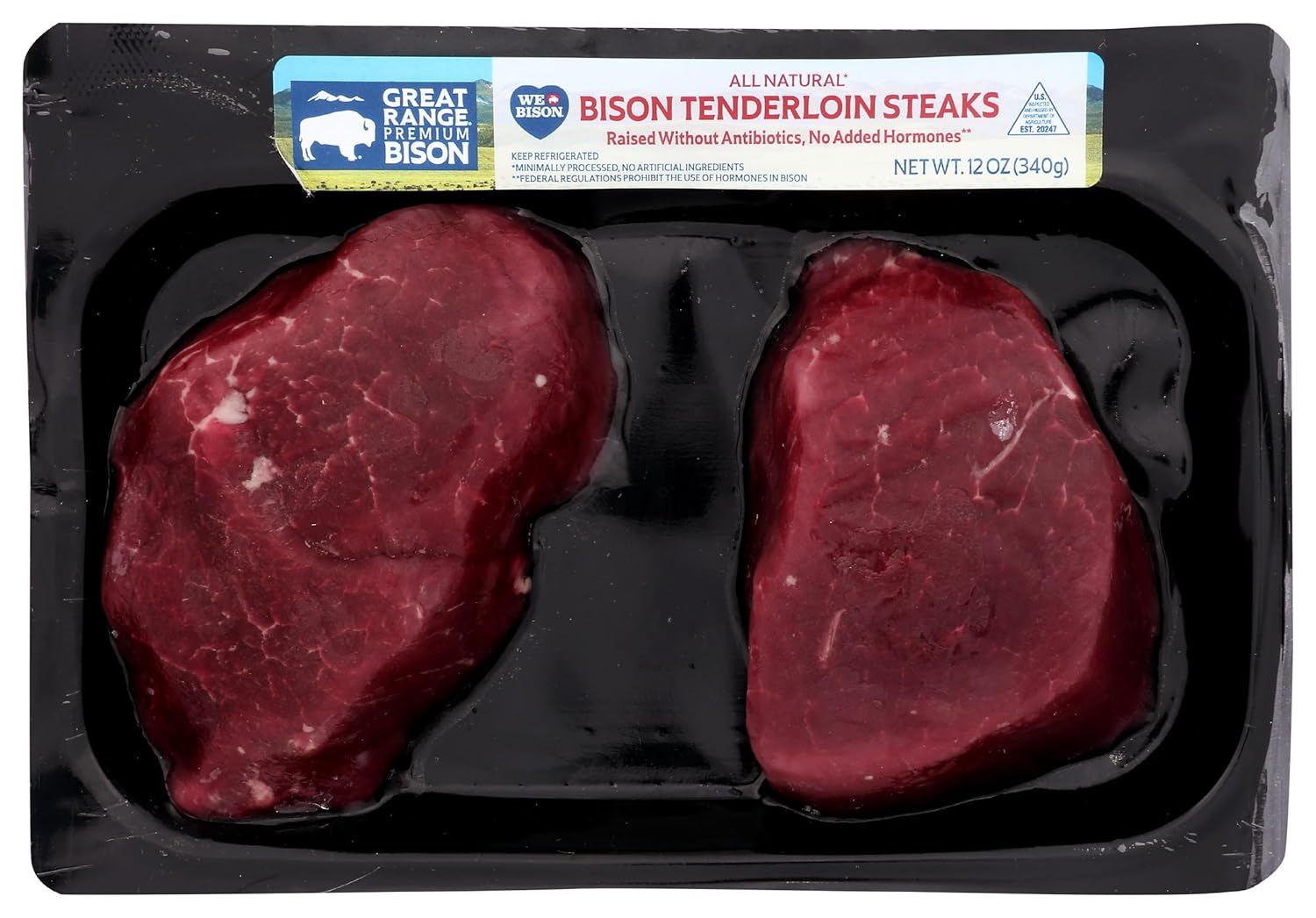 Amazon.com: Great Range Bison Bison Tenderloin, 12 OZ : Grocery ...