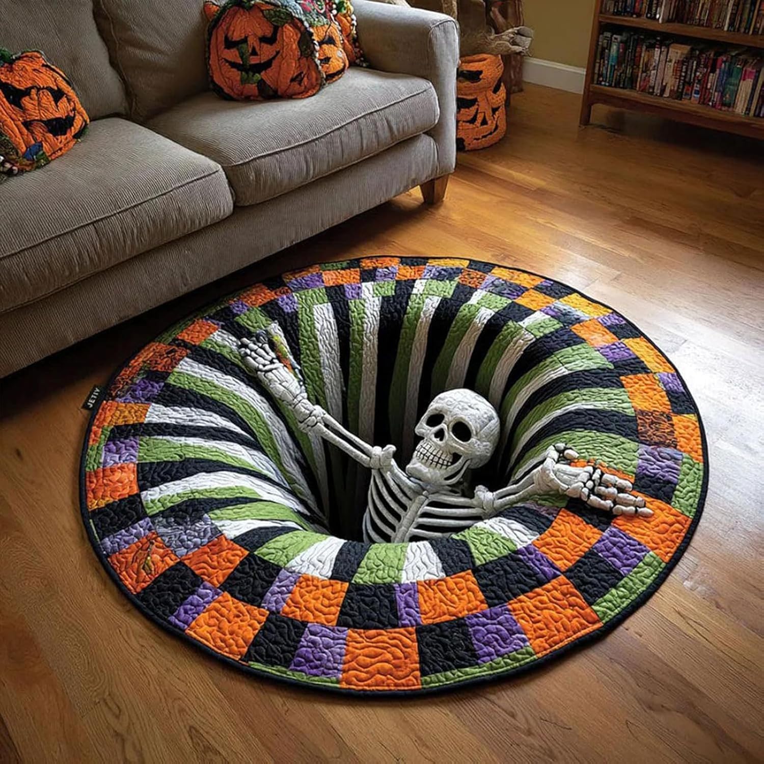Amazon.com: 3D Halloween Rug – Optical Illusion Rug with Skeleton ...