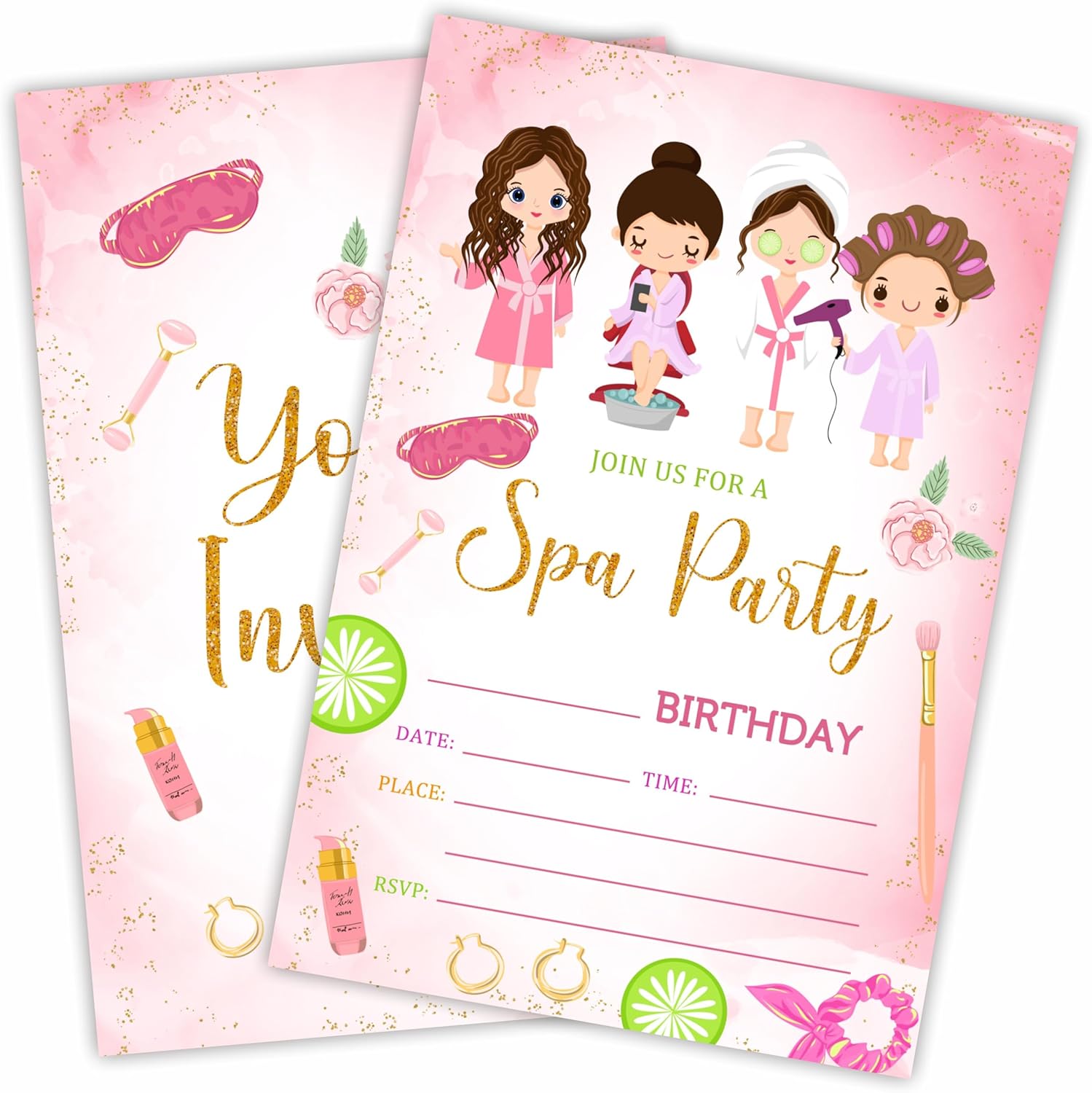 Amazon.com : Spa Birthday Party Invitation, Glamorous Makeup Birthday ...