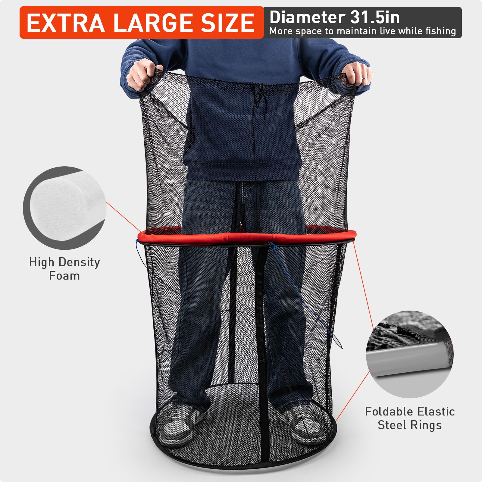 Snapklik.com : Floating Fish Basket 41/73 Gallons, Foldable Fishing Net ...