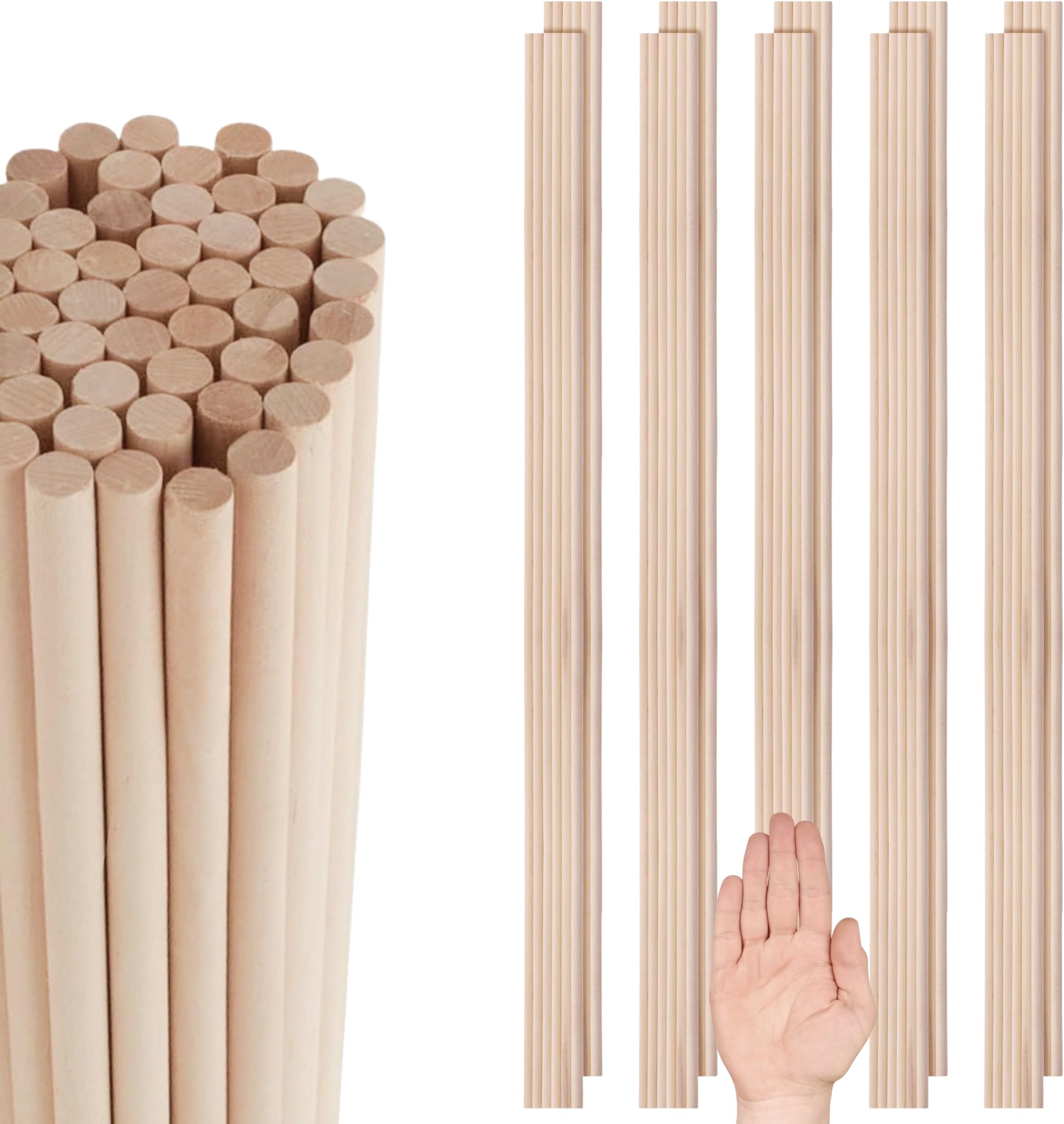 Amazon.com: Long Wood Dowel Rods Unfinished Natural Wood Craft Dowel ...