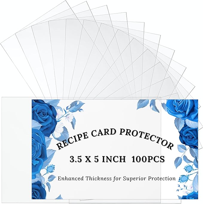 Amazon.com: Recipe Cards Protector Sleeves - 3.5x5 inch 100Pcs Thick ...