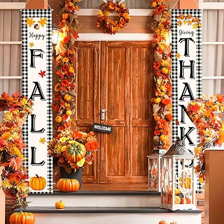 Amazon.com : PAIVSUN Fall Decor Porch Sign, Buffalo Plaid Fall ...