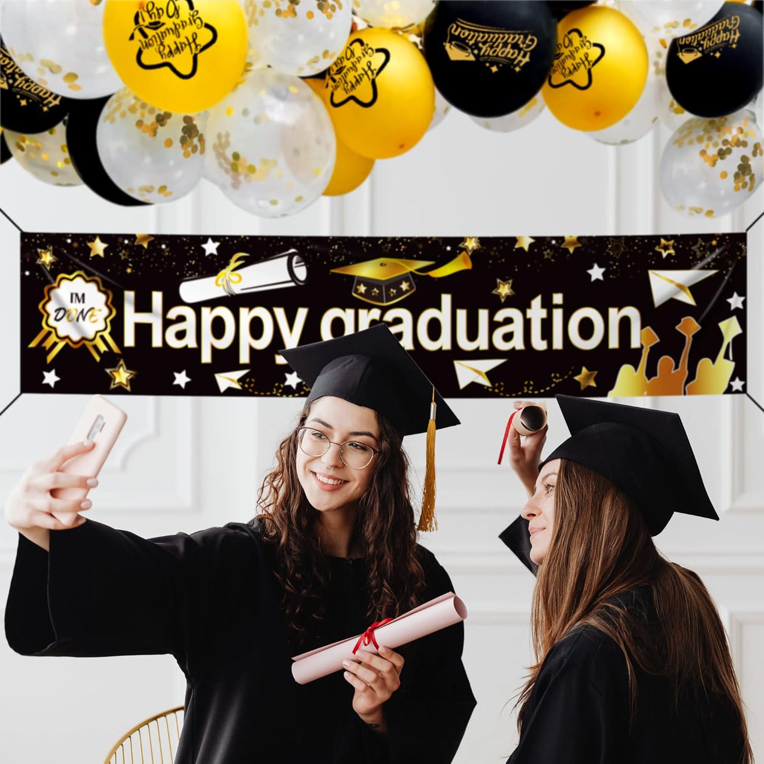 JeVenis 19 PCS Happy Graduation Sign Graduation Party Backdrop Happy ...