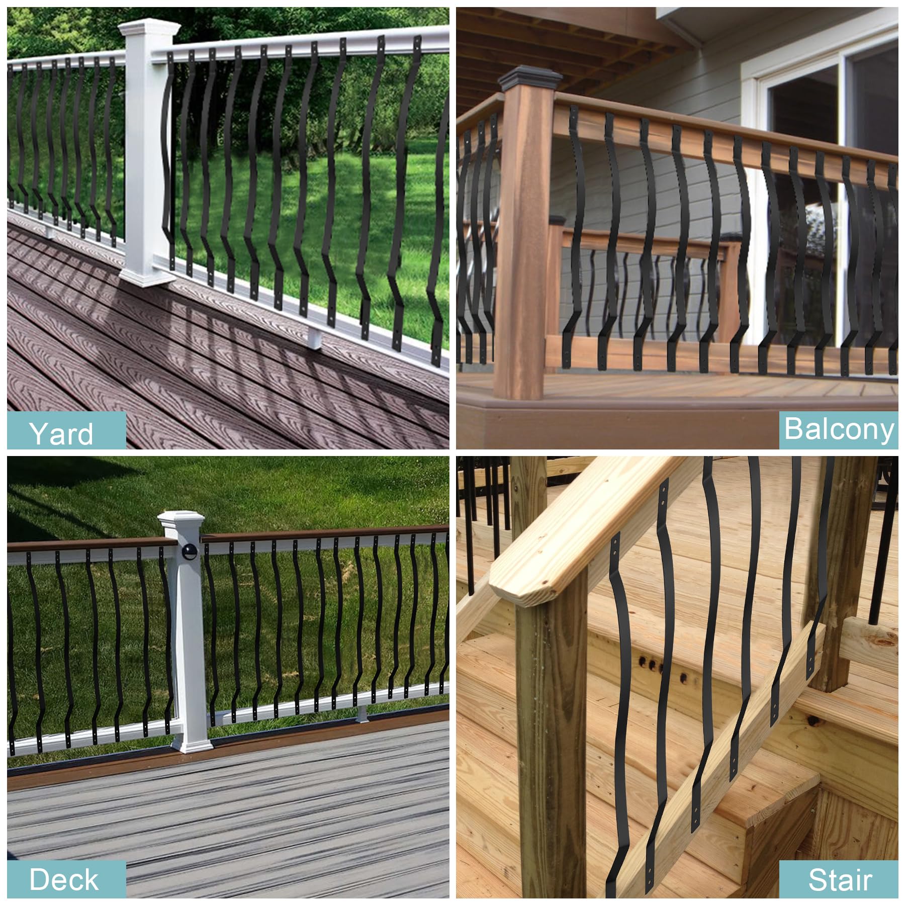 Deck Balusters,61 Pack Metal Deck Spindles, 29.25 x1 Inch Staircase ...