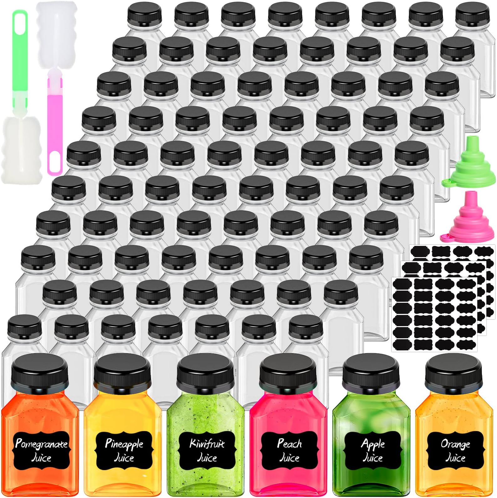 Amazon.com: 84pcs 4oz Plastic Juice Shot Bottles Set, Wide Mouth for ...