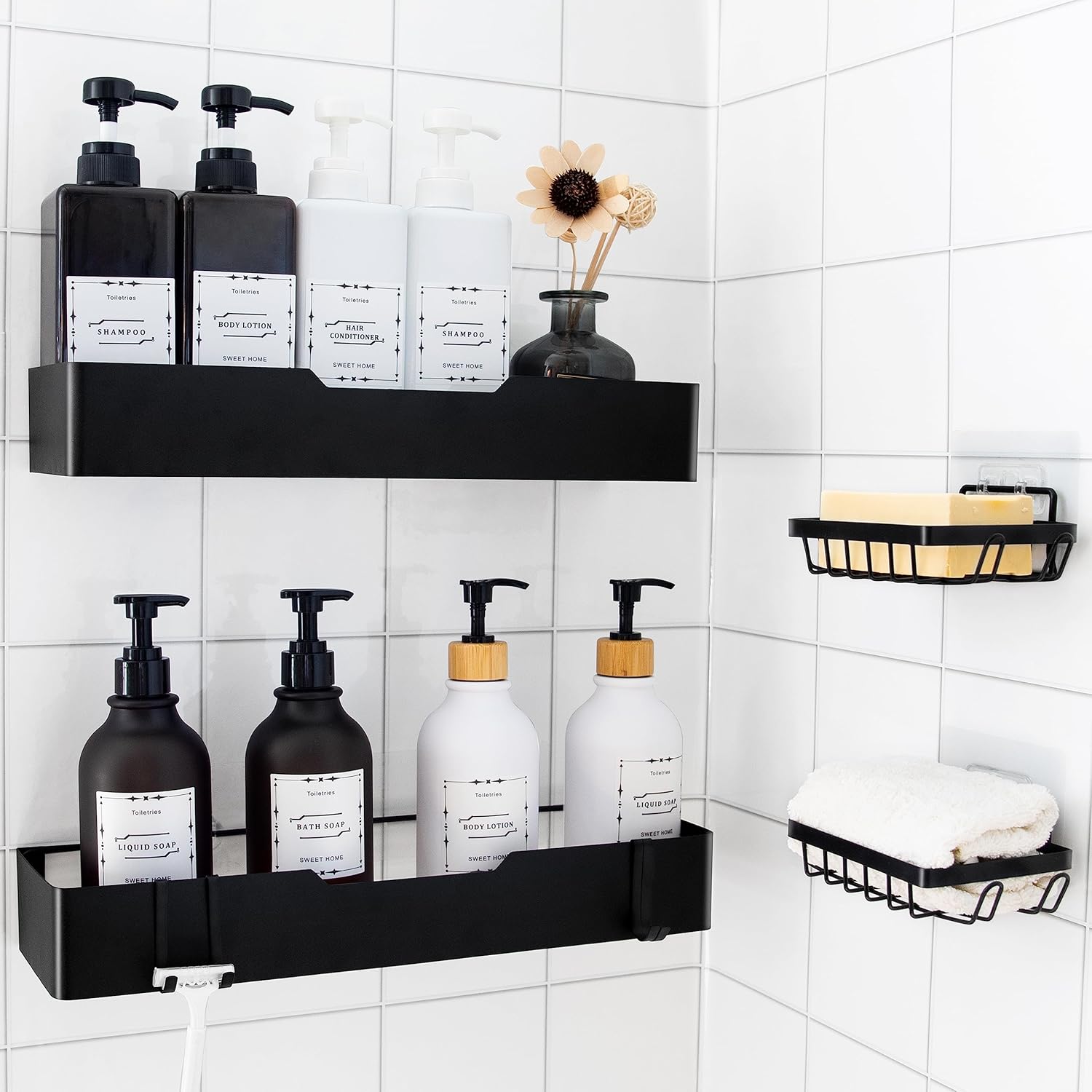 Amazon.com: elabo Shower Caddy, 4 Pack - Large Organizer Rack with Soap ...