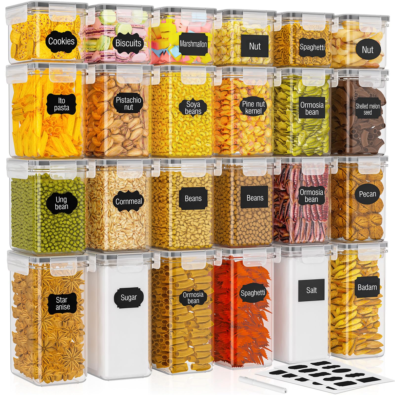 PurKeep 24 Pack Food Storage Containers - Kitchen Storage Containers ...