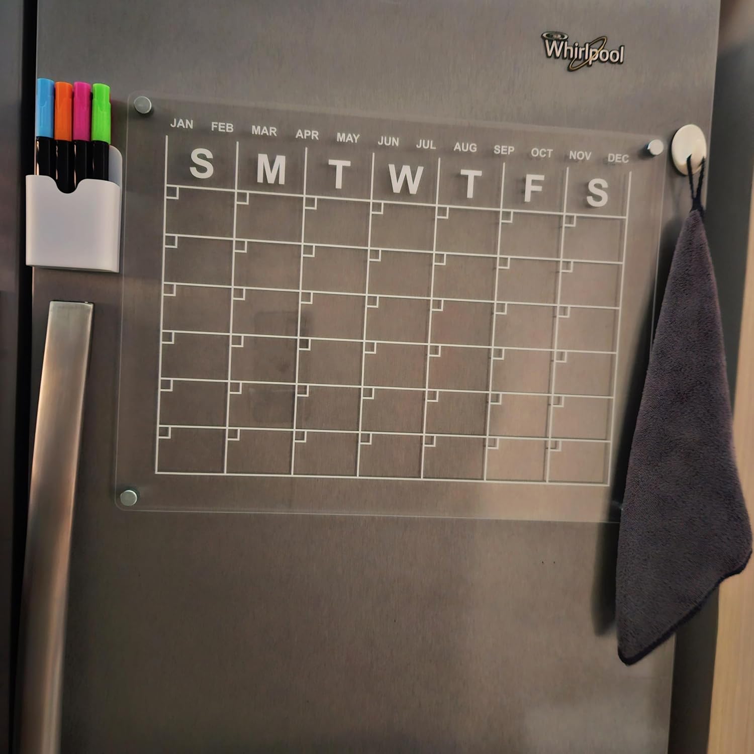 Bosfino Calendario Magnético de Acrílico Transparente para Refrigerador ...