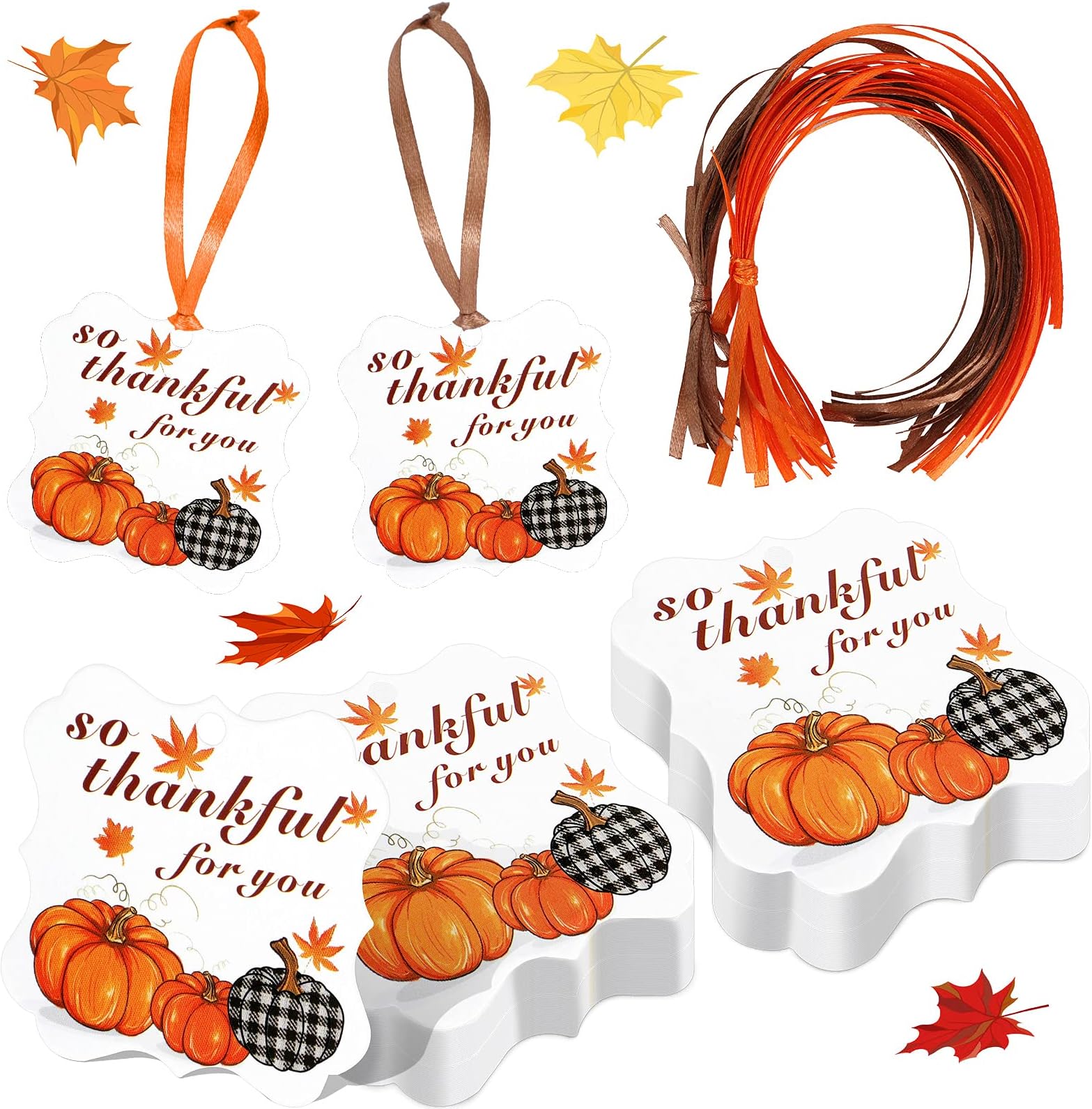 Amazon.com: 48 Pieces Thanksgiving Autumn Pumpkin So Thankful for You ...