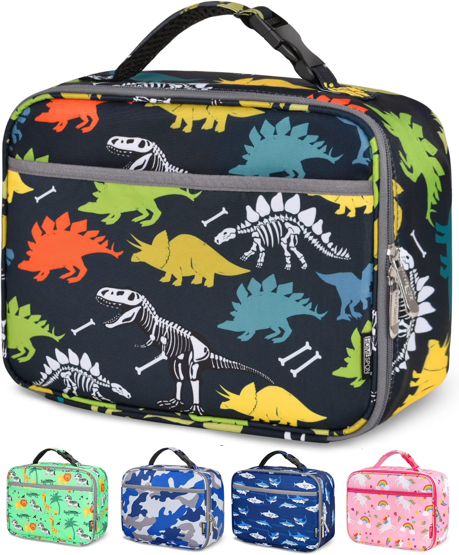 Amazon.com: Clastyle Green Insulated Lunch Bag Dinosaur for Boy Girl ...