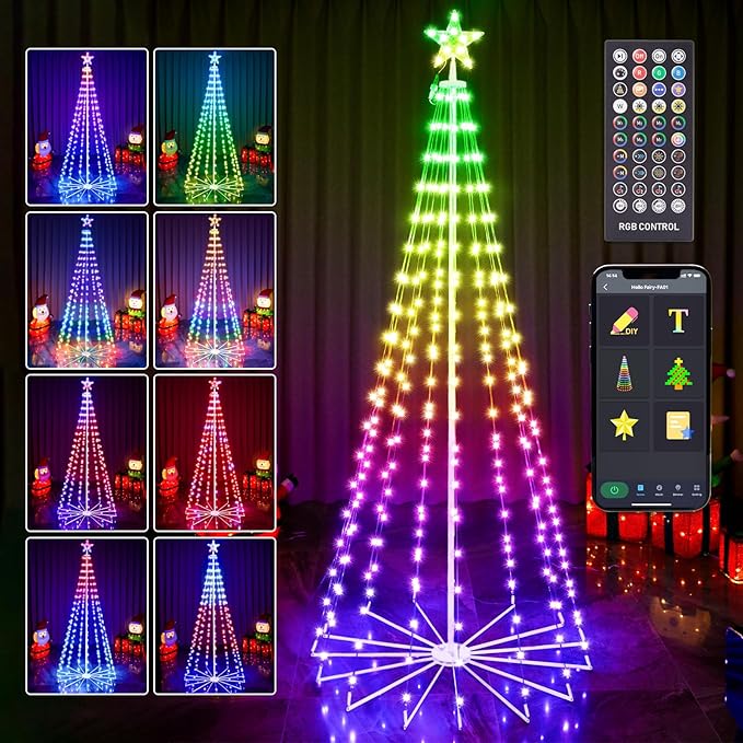 Amazon.com: HOLILLUMA 7FT Outdoor Christmas Tree, RGB Color Changing ...